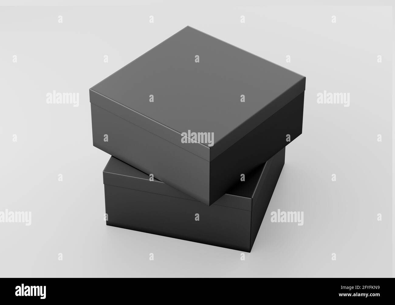 Black Square Box Mockup, Dark shoe box container, 3d rendered isolated ...