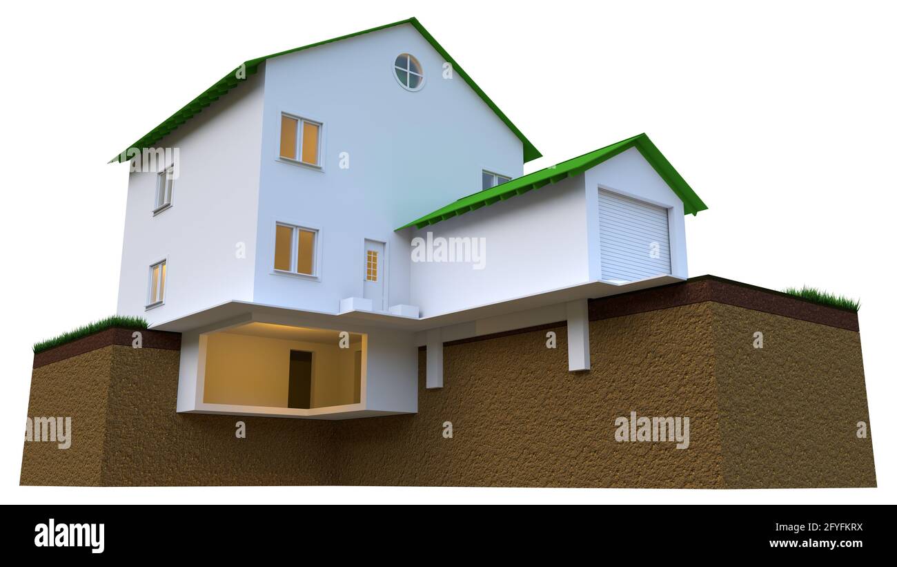 private house basement - isolated cg industrial 3D rendering Stock ...