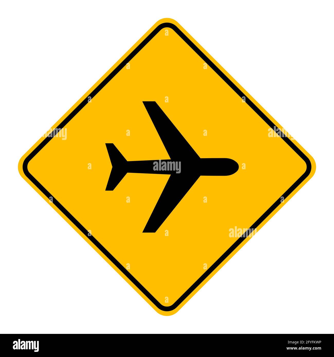Airplane and road sign Stock Photo - Alamy