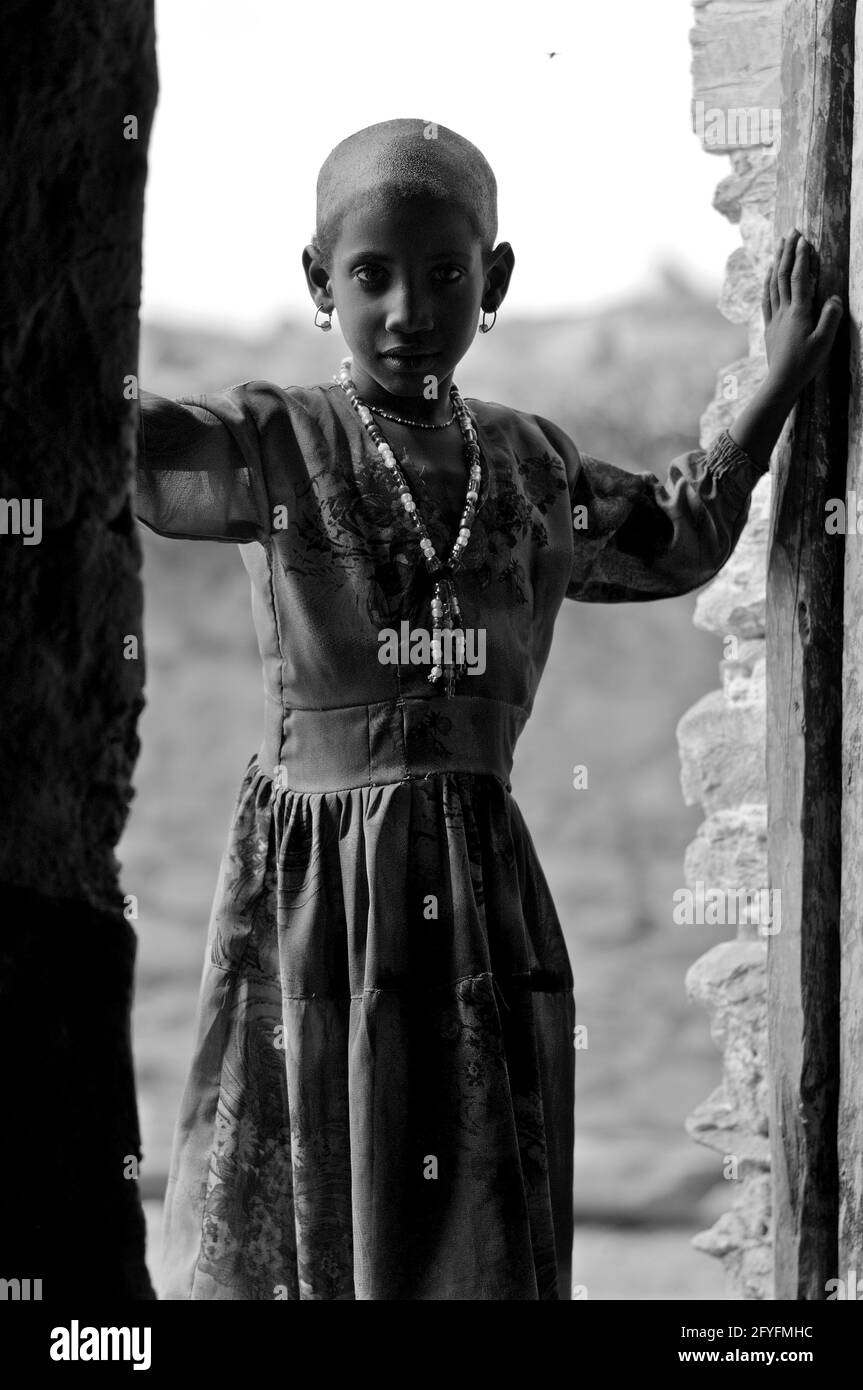 Atsbi (Tigray region), Ethiopia - September 2011: Ethiopian little girl ...