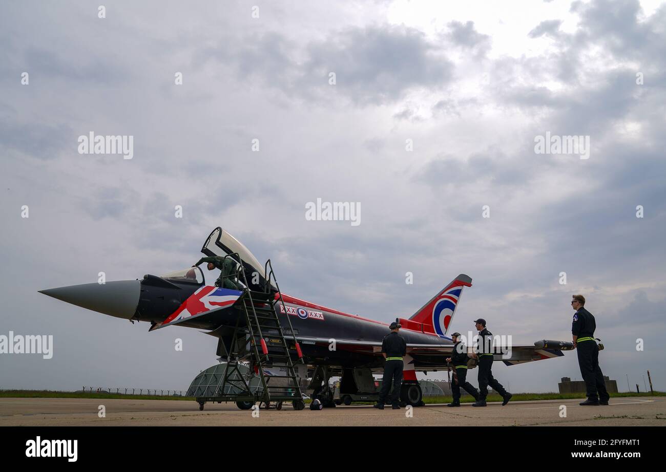 A Eurofighter Typhoon painted with the Union flag design is unveiled at ...