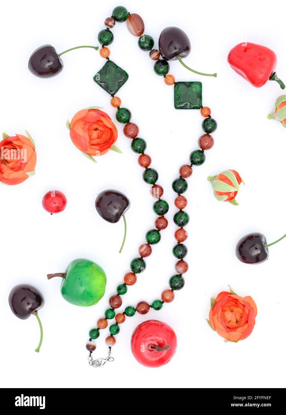 beads, flowers, fruits, composition Stock Photo - Alamy