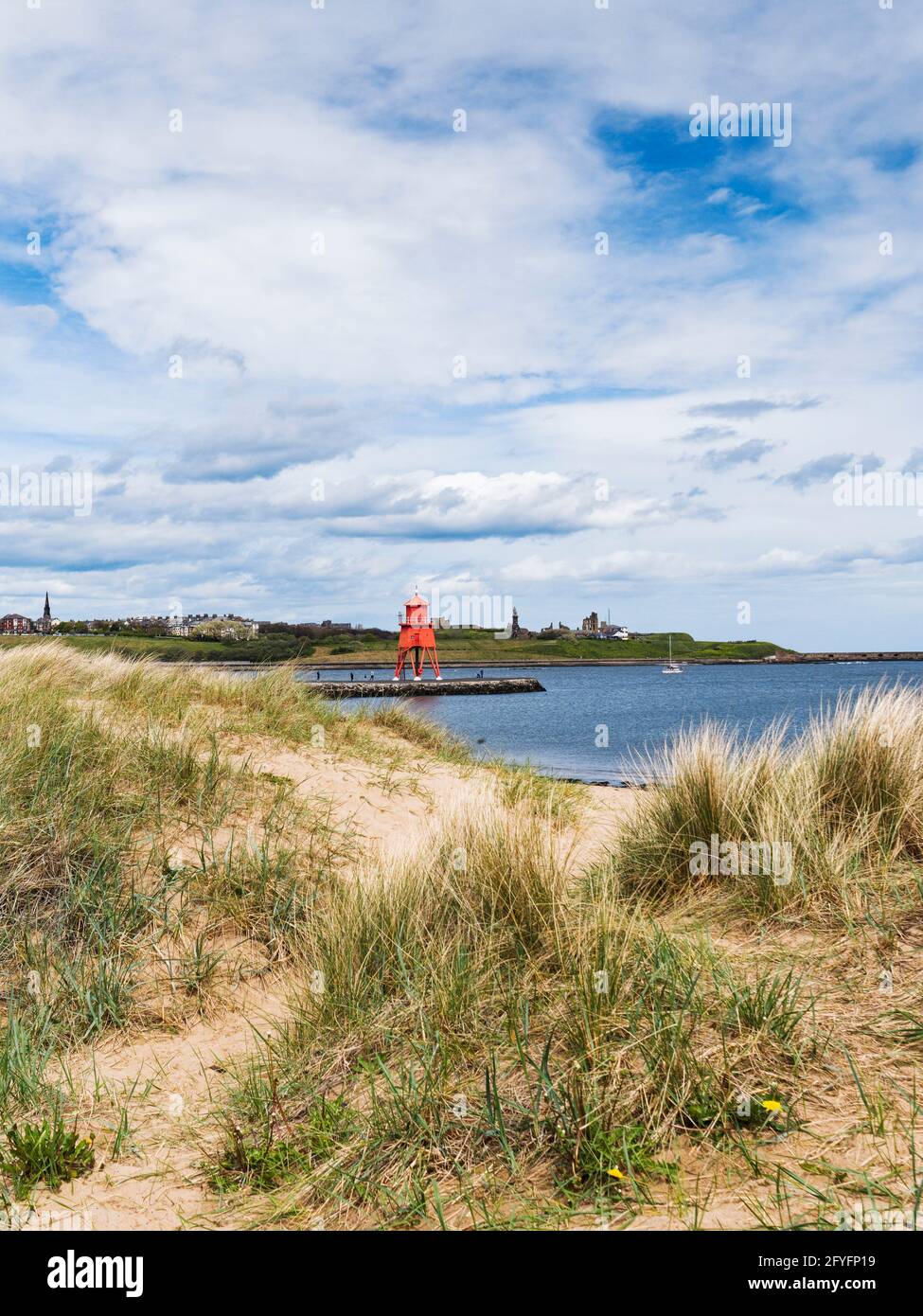 View form the beach at South Shields, South Tyneside, UK to Tynemouth ...