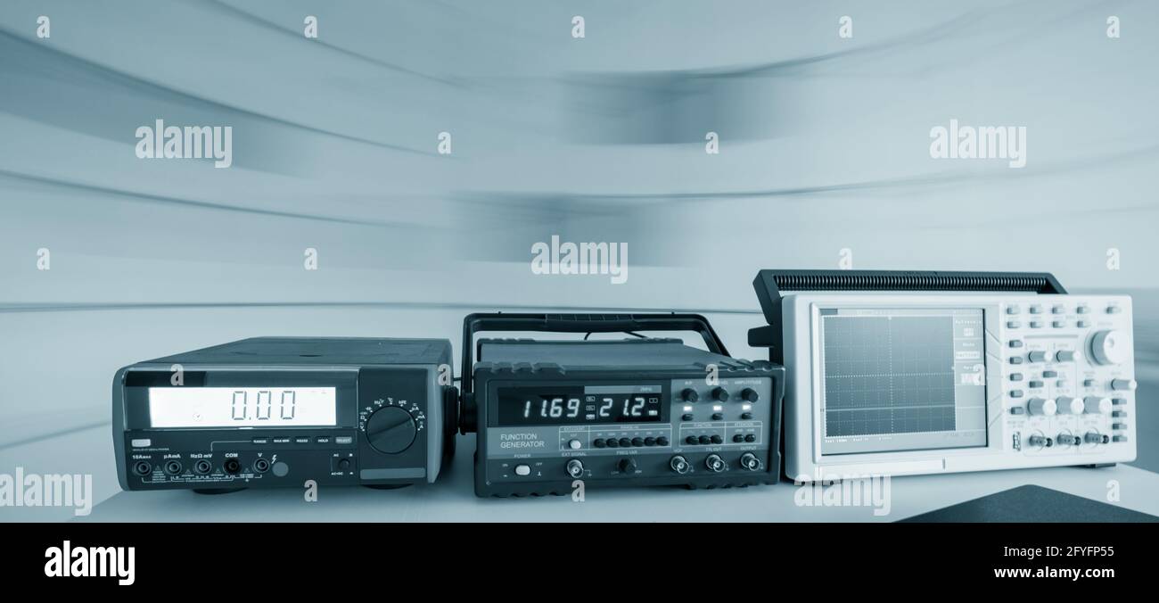 Measuring instruments in a modern physics research laboratory. High ...
