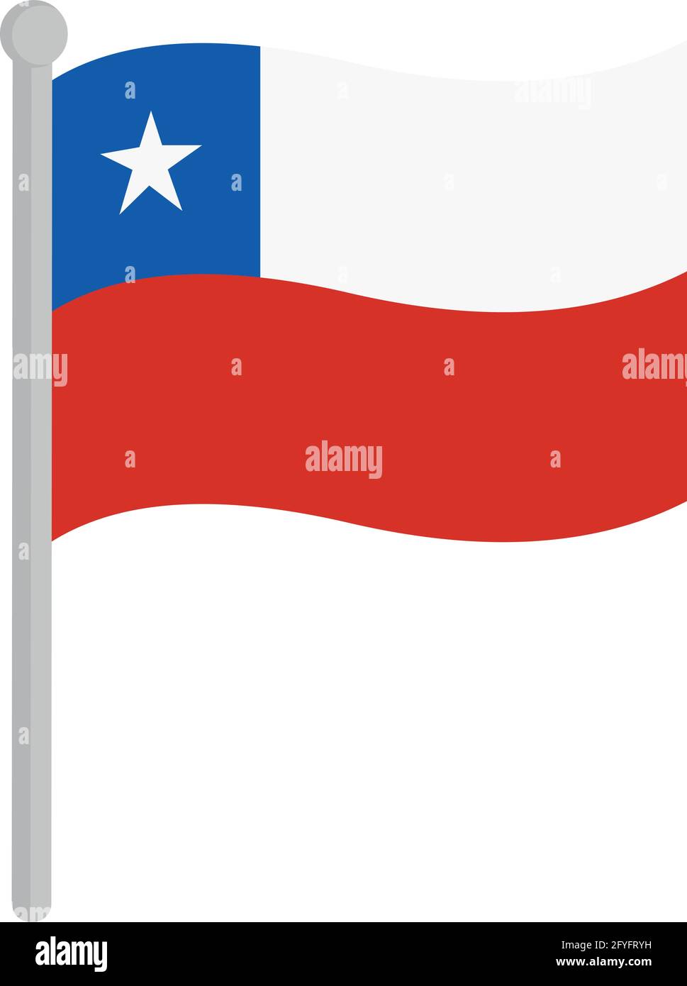 Vector illustration of the flag of Chile on a pole Stock Vector Image ...