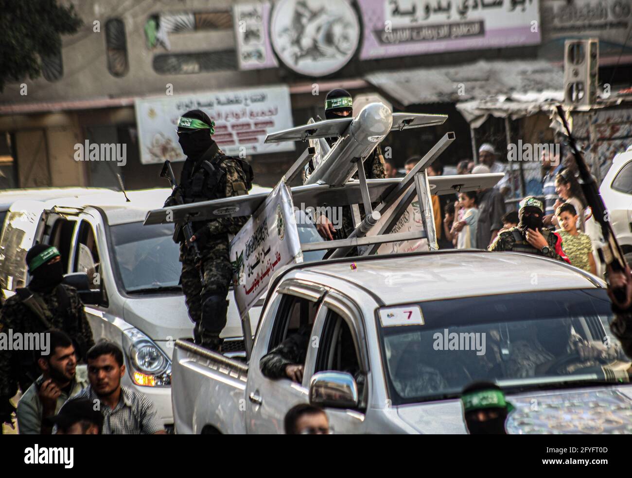 Gaza, Palestine. 27th May, 2021. (INT) Military parade of the Izz al ...