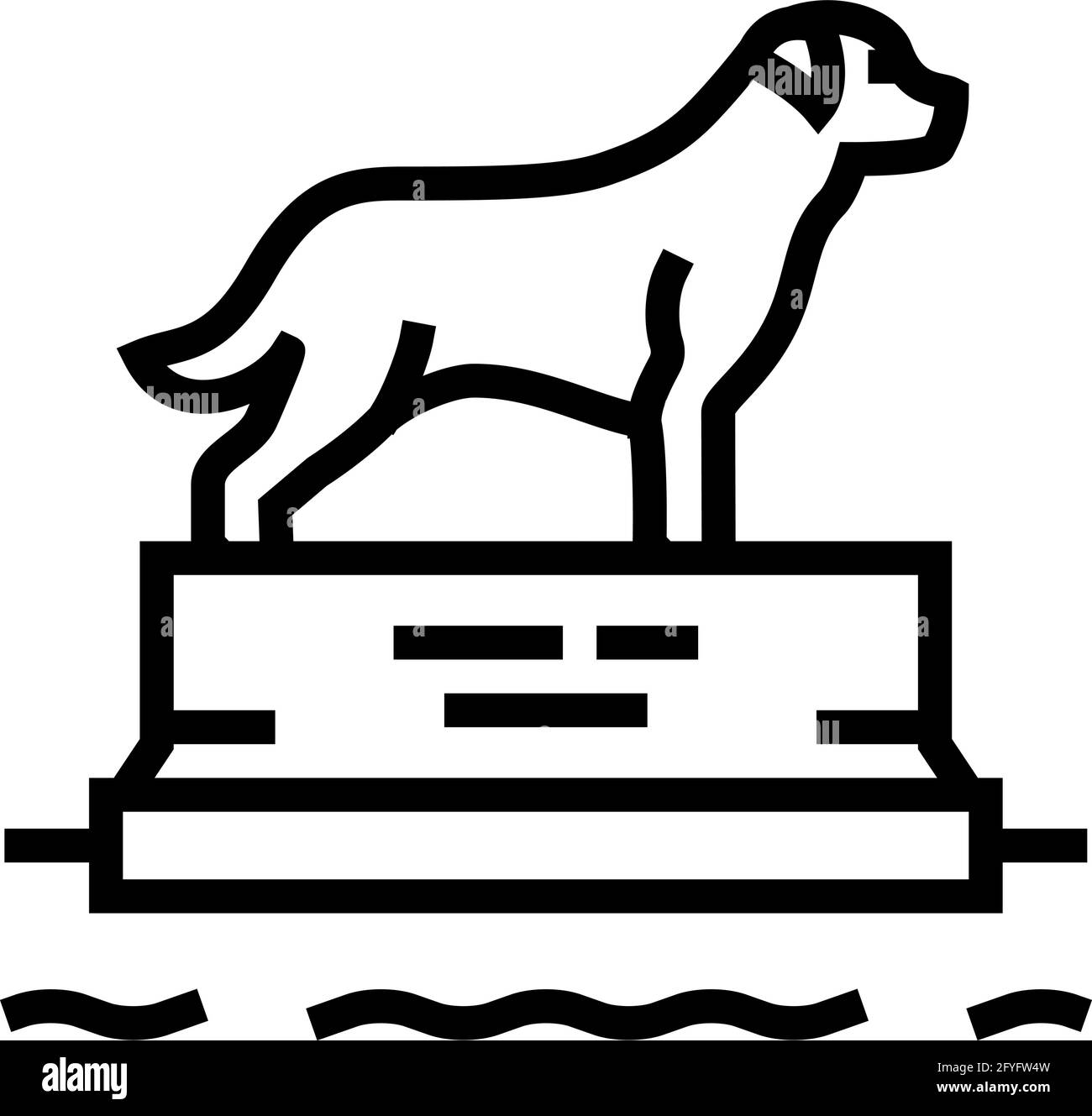 dead dog pedestal line icon vector illustration Stock Vector Image ...