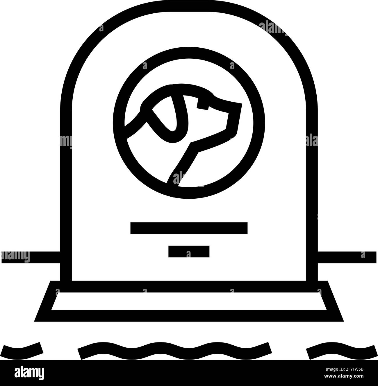 dog dead pet monument line icon vector illustration Stock Vector Image ...