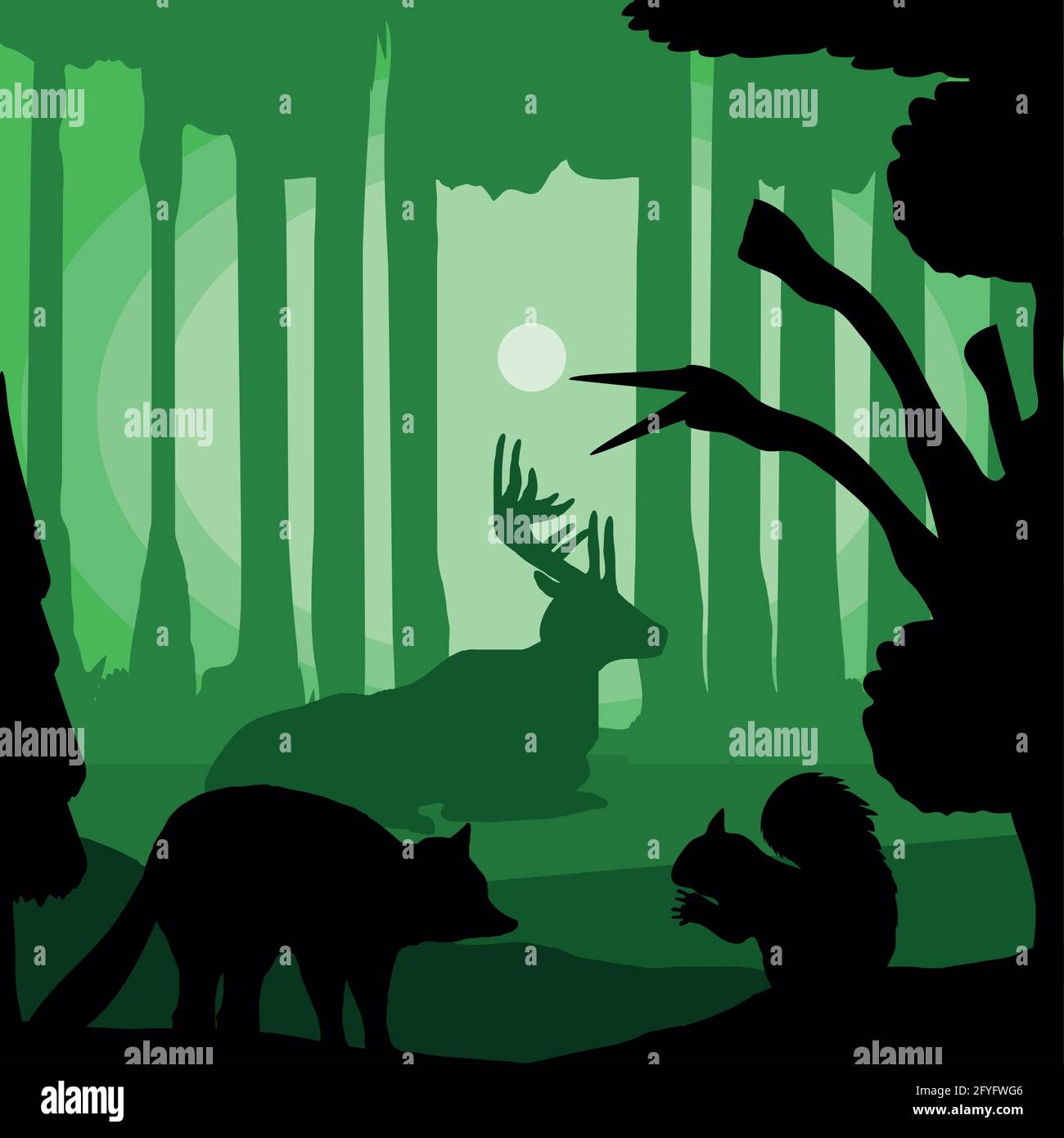 silhouette forest animals Stock Vector Image & Art - Alamy