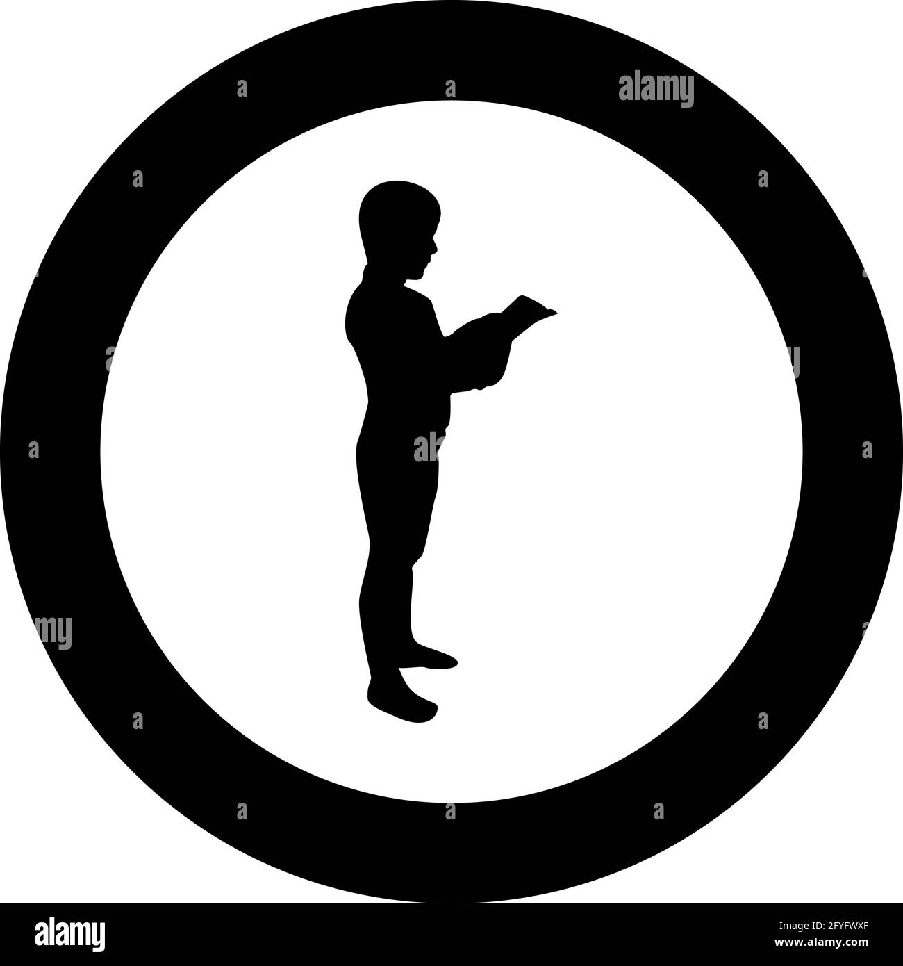 Boy reading book standing Teen male with open book in his hands Cute ...