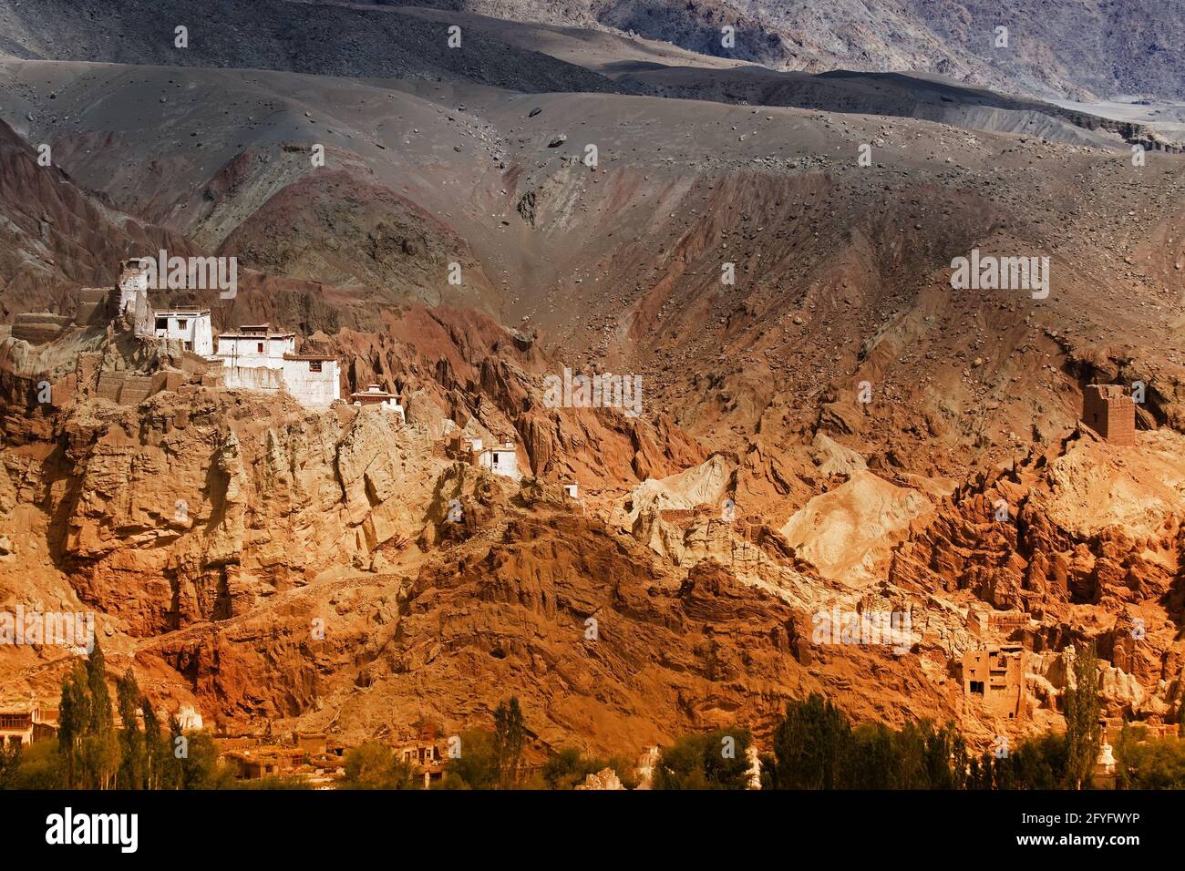 Ruins and Basgo Monastery surrounded with stones and rocks , Leh ...