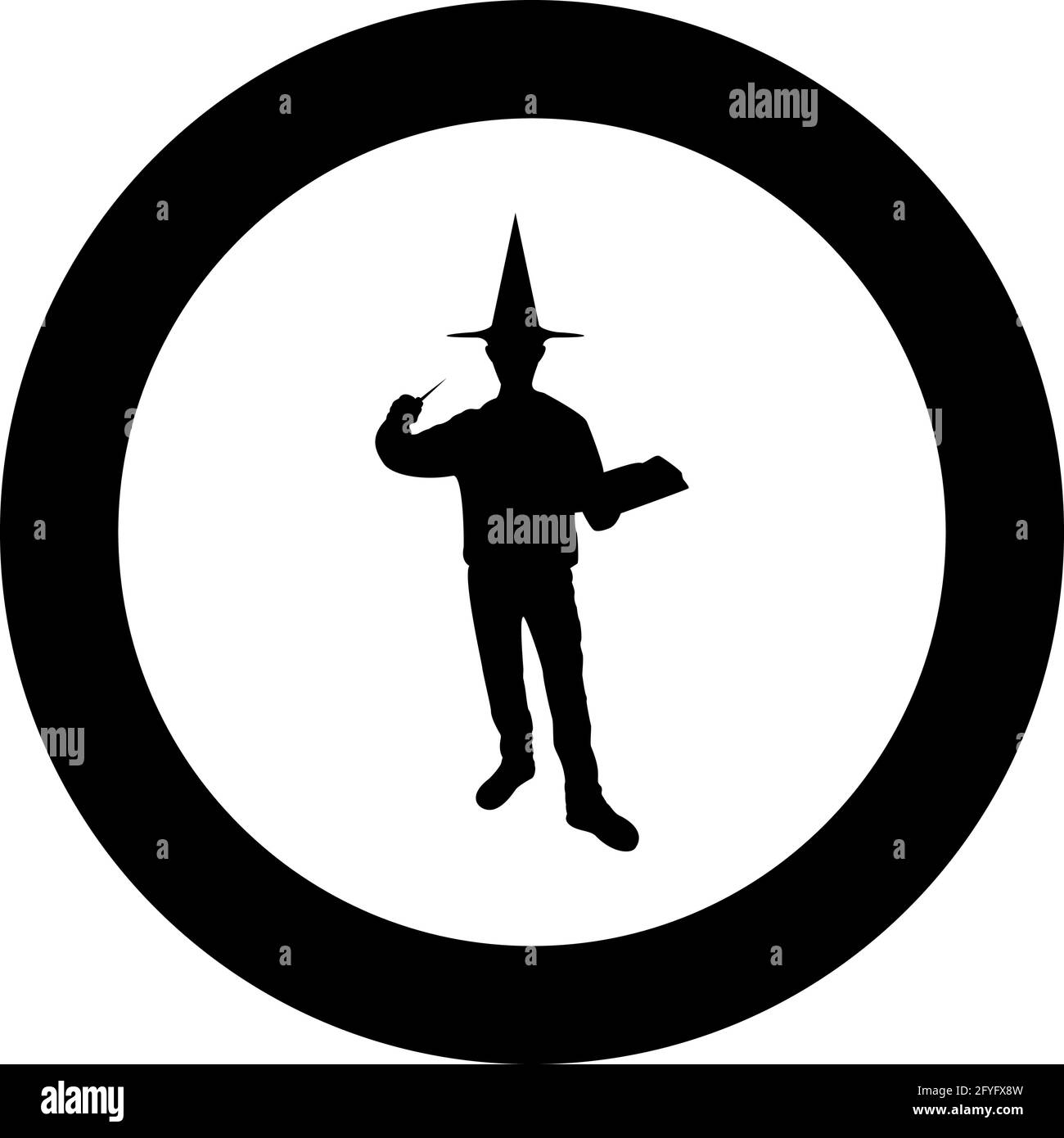 Wizard holds magic wand trick book Waving Sorcery concept Magician ...