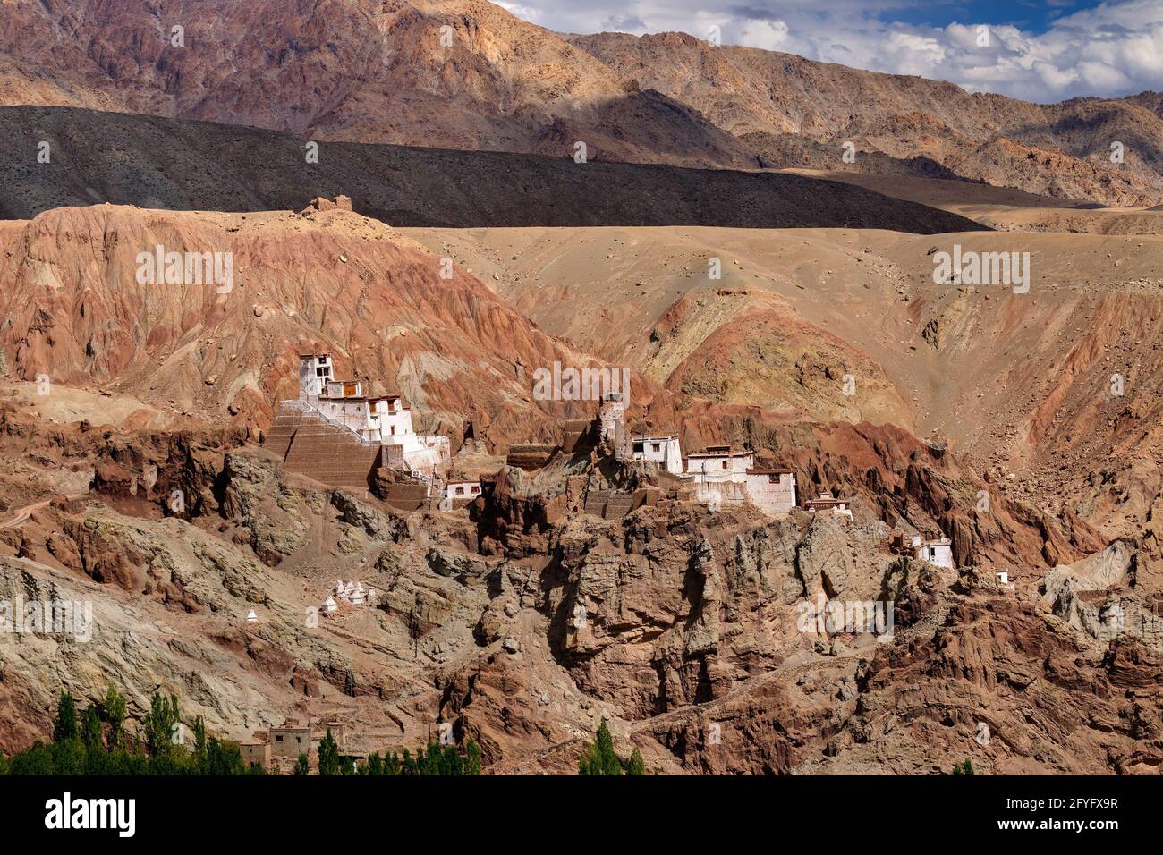 Ruins and Basgo Monastery surrounded with stones and rocks , Leh ...