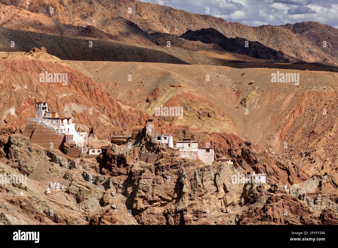Ruins and Basgo Monastery surrounded with stones and rocks , Leh ...