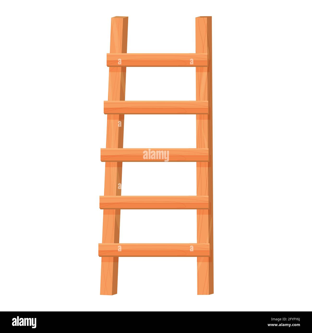 Wooden ladder in cartoon style isolated on white background. Portable ...