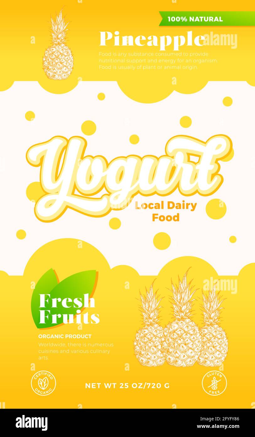 Fruits and Berries Yogurt Label Template. Abstract Vector Dairy ...
