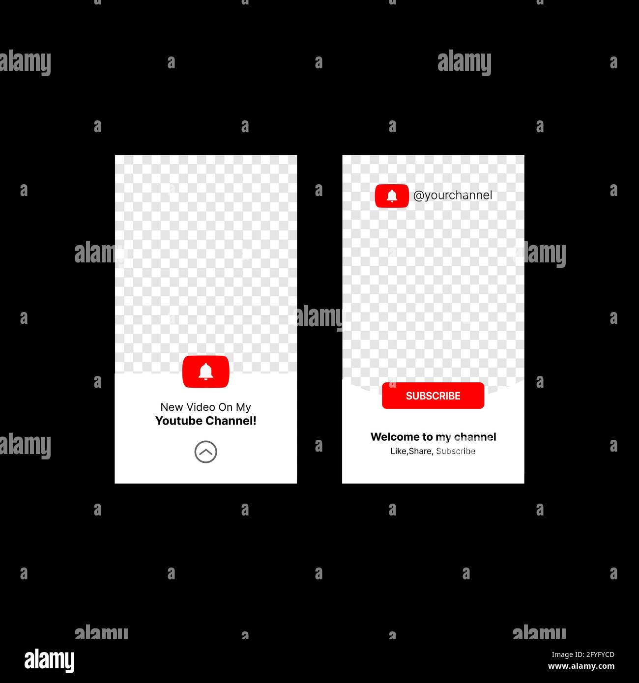 Social Media Promotion Stories Set. Notification Button. Channel Name ...