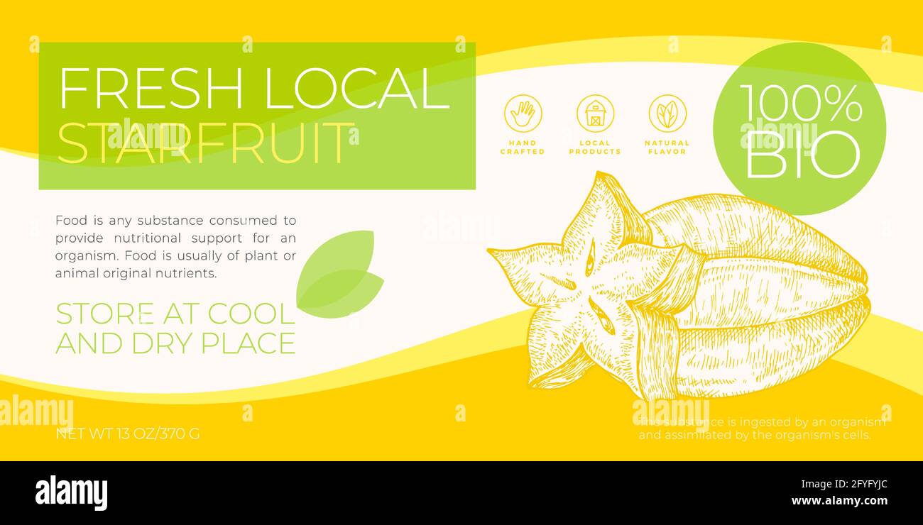 Fresh Local Fruits Label Template. Abstract Vector Packaging Horizontal ...