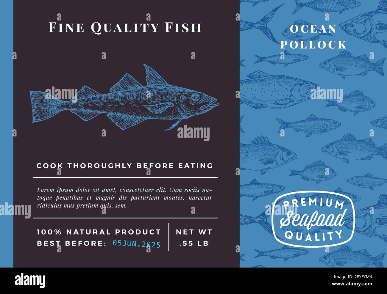 Premium Quality Ocean Pollock Abstract Vector Packaging Design or Label ...