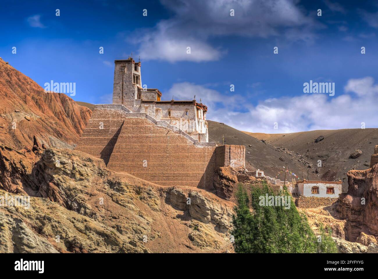 Ruins at Basgo Monastery with stones , rocks and a pond Stock Photo - Alamy
