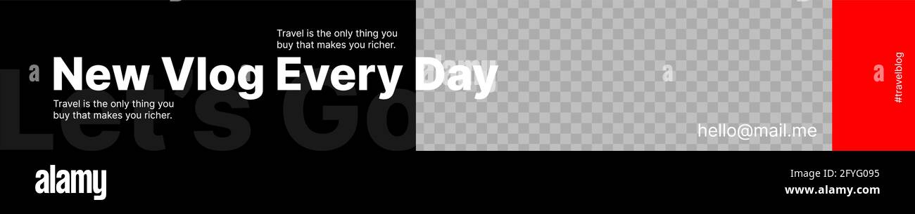 Red and Black Header for Your Vlog Channel. Horizontal Banner for Video ...