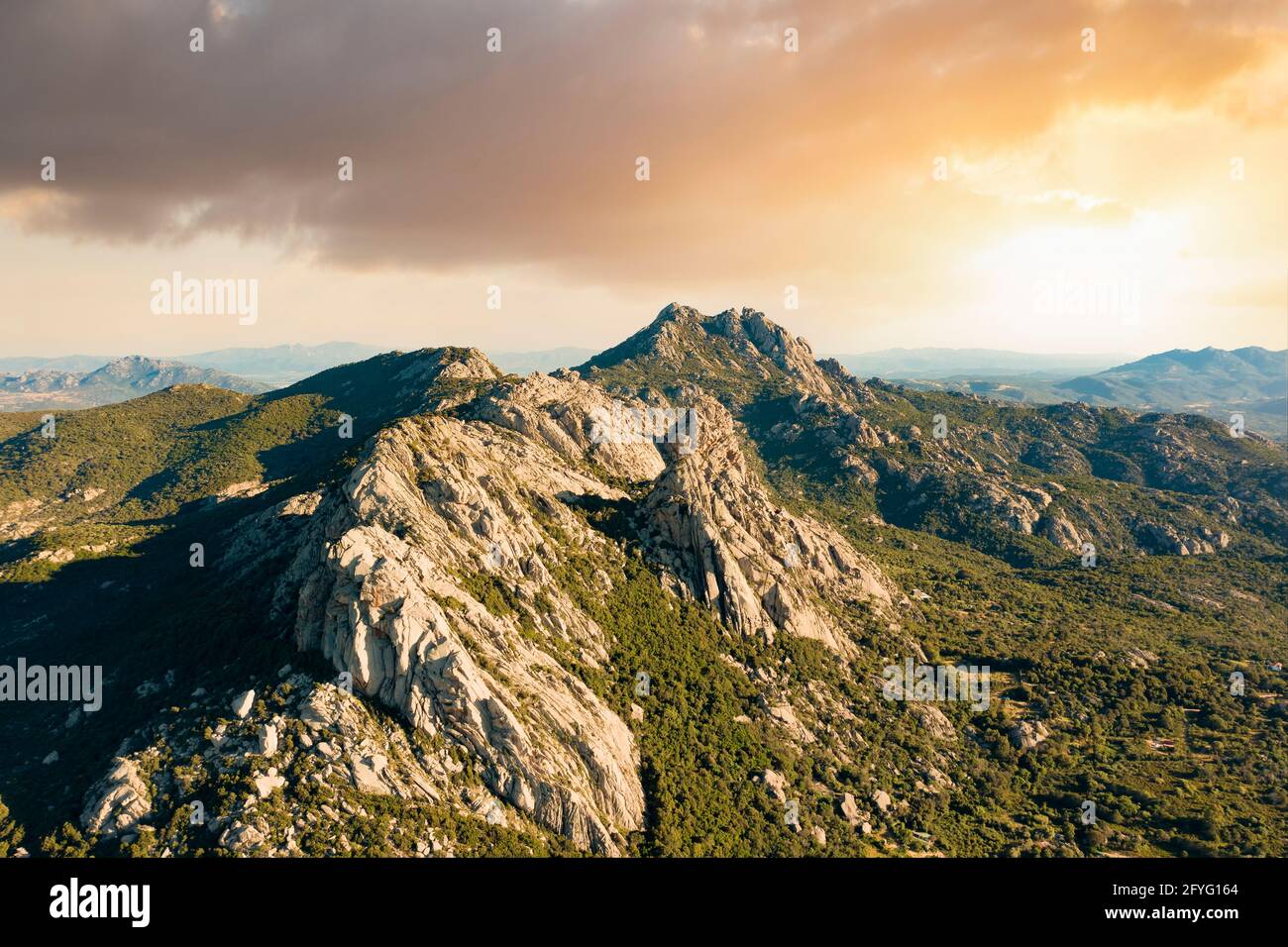 View from above, stunning aerial view of a valley surrounded by some ...