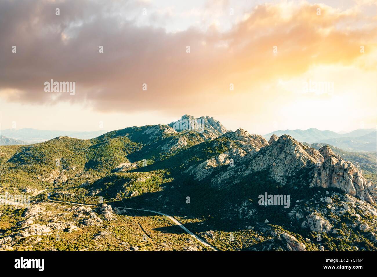 View from above, stunning aerial view of a valley surrounded by some ...