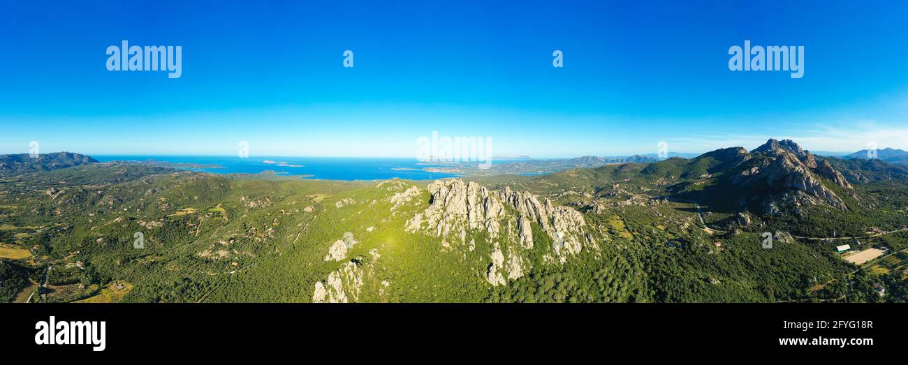 View from above, stunning aerial view of a valley surrounded by some ...