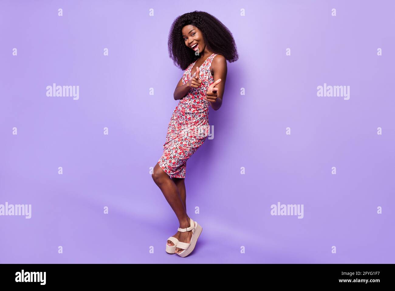 Full length body size photo woman in dress smiling choosing selecting ...