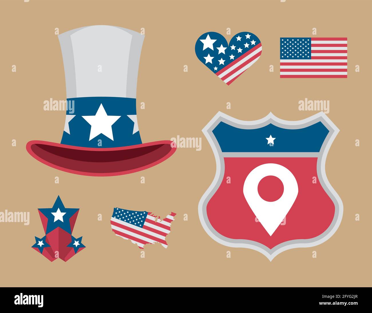 USA flags and symbols Stock Vector Image & Art - Alamy