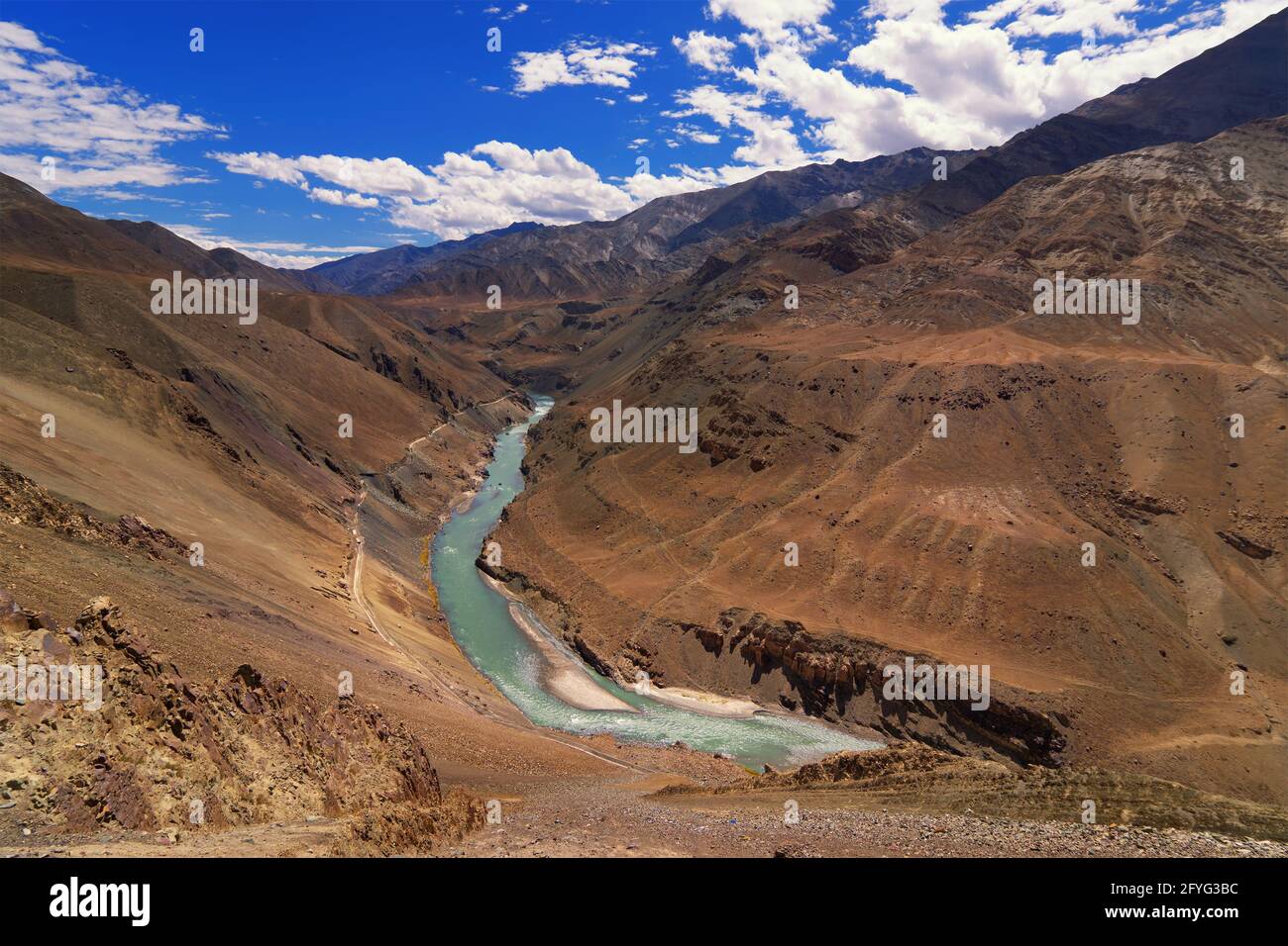 Beautiful Zanskar river flowing through rocks of Ladakh, Jammu and ...