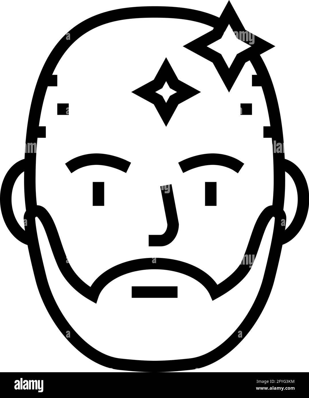 bearded man with shaved head line icon vector illustration Stock Vector ...