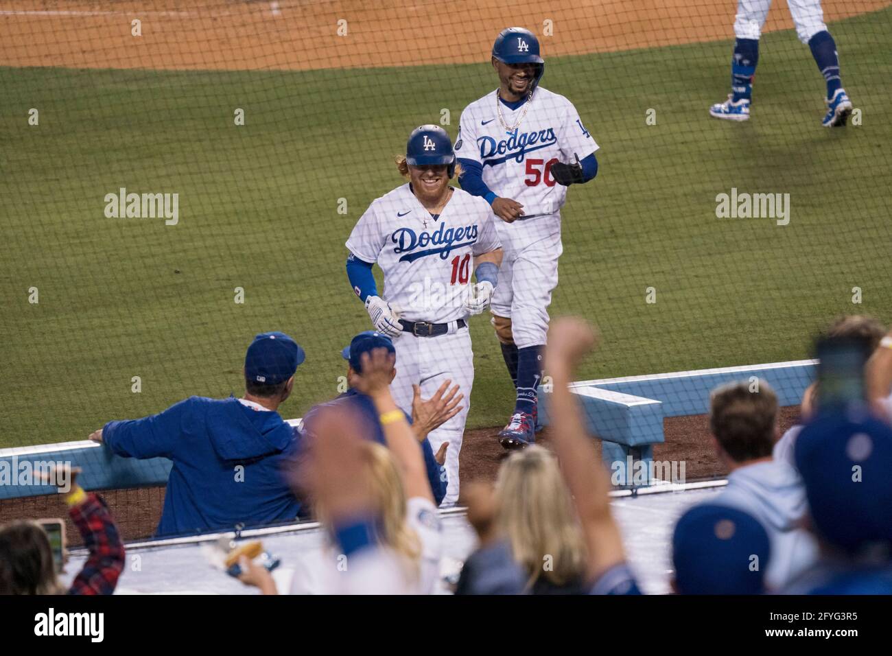 Los Angeles Dodgers right fielder Mookie Betts (50) celebrates with ...