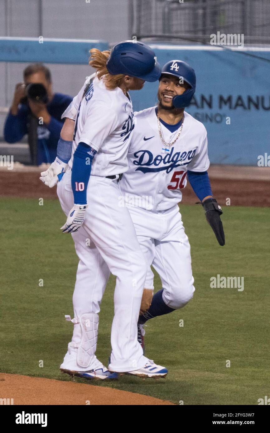 Los Angeles Dodgers right fielder Mookie Betts (50) celebrates with ...
