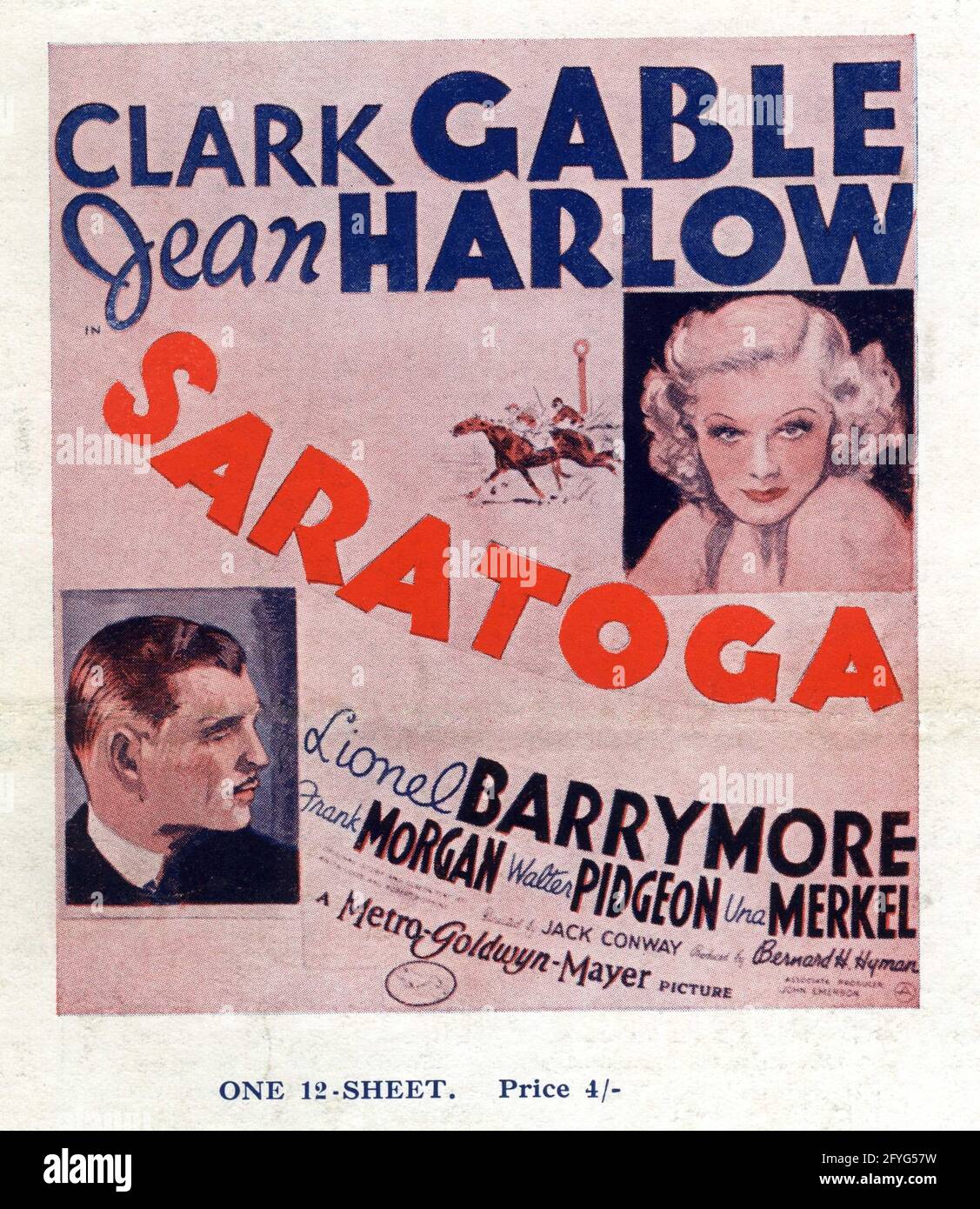 CLARK GABLE and JEAN HARLOW in SARATOGA 1937 director JACK CONWAY original story and screenplay ...
