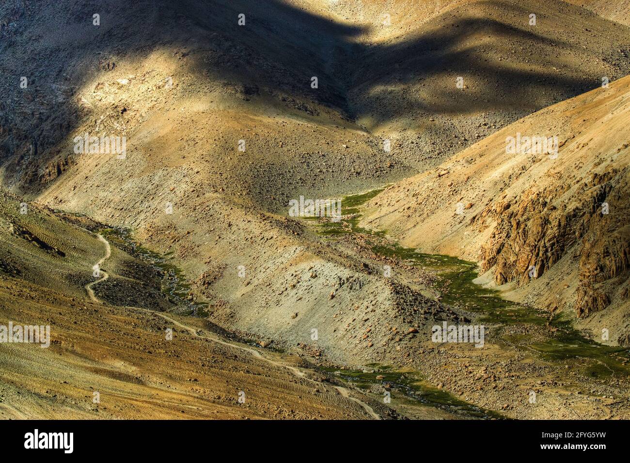 aerial view of ladakh landscape, light and shadow, Jammu and Kashmir ...