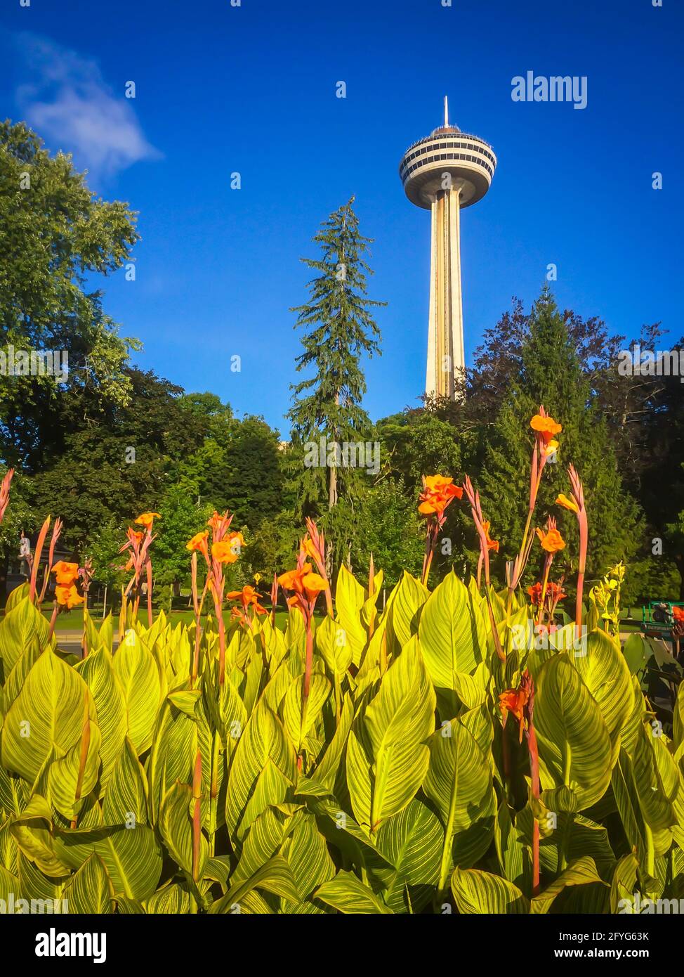 Ontario, Canada, Sept 2019, view of the Skylon Tower Revolving ...