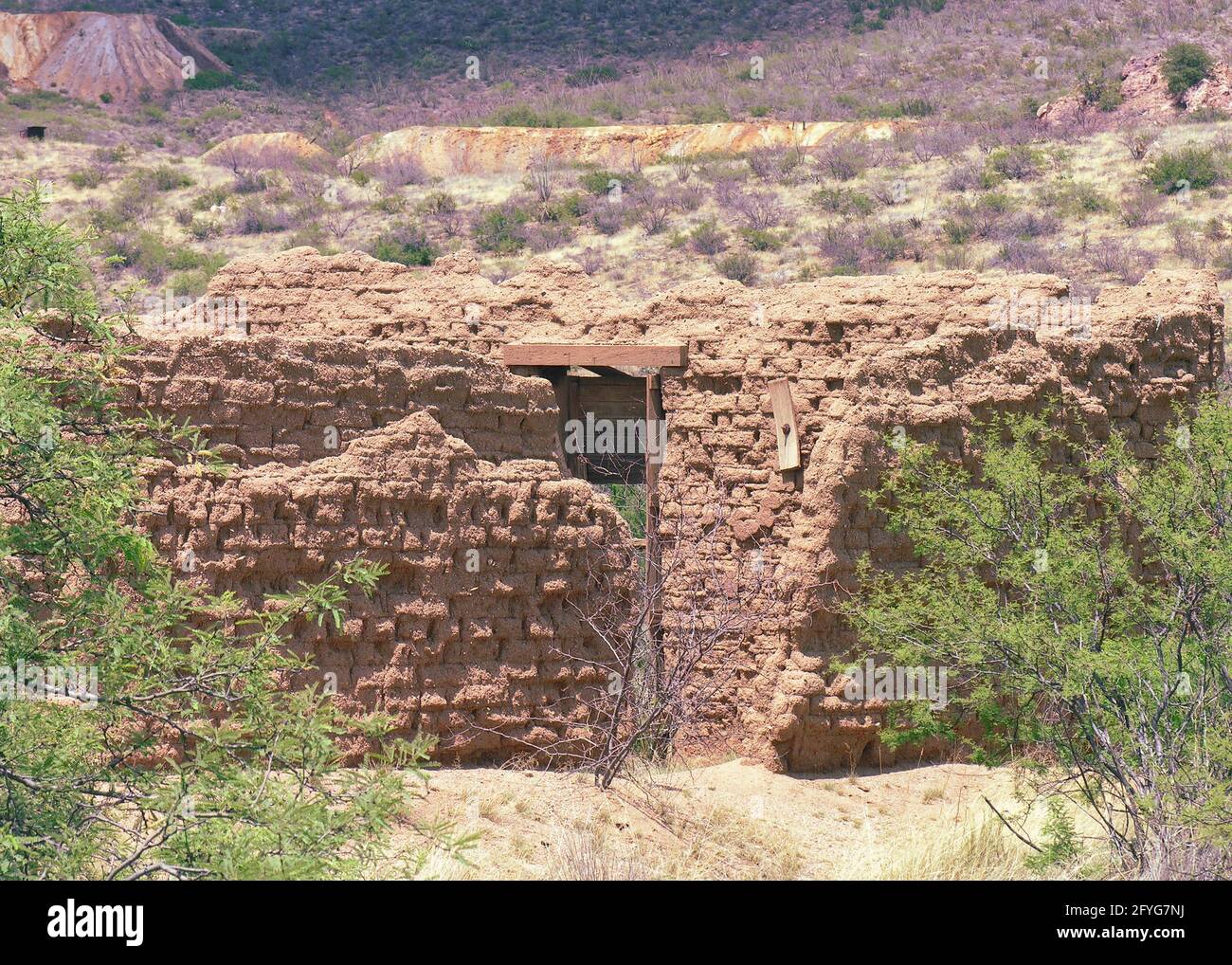 Arizona ghost town. Broken walls of ghost town buildings Stock Photo ...
