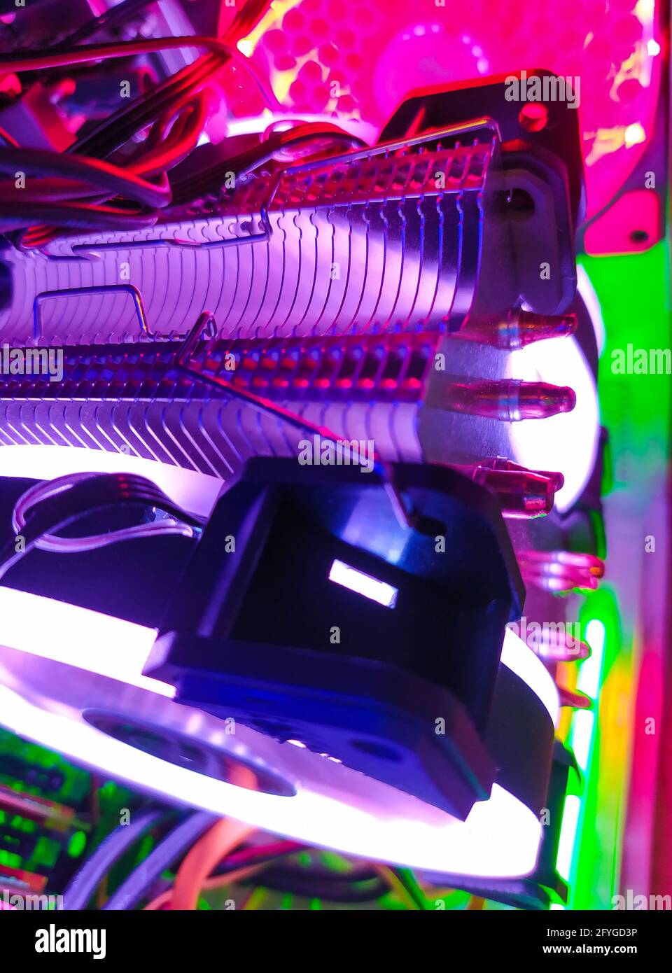 Modern computer air cooling with multi-colored led backlight-fans ...