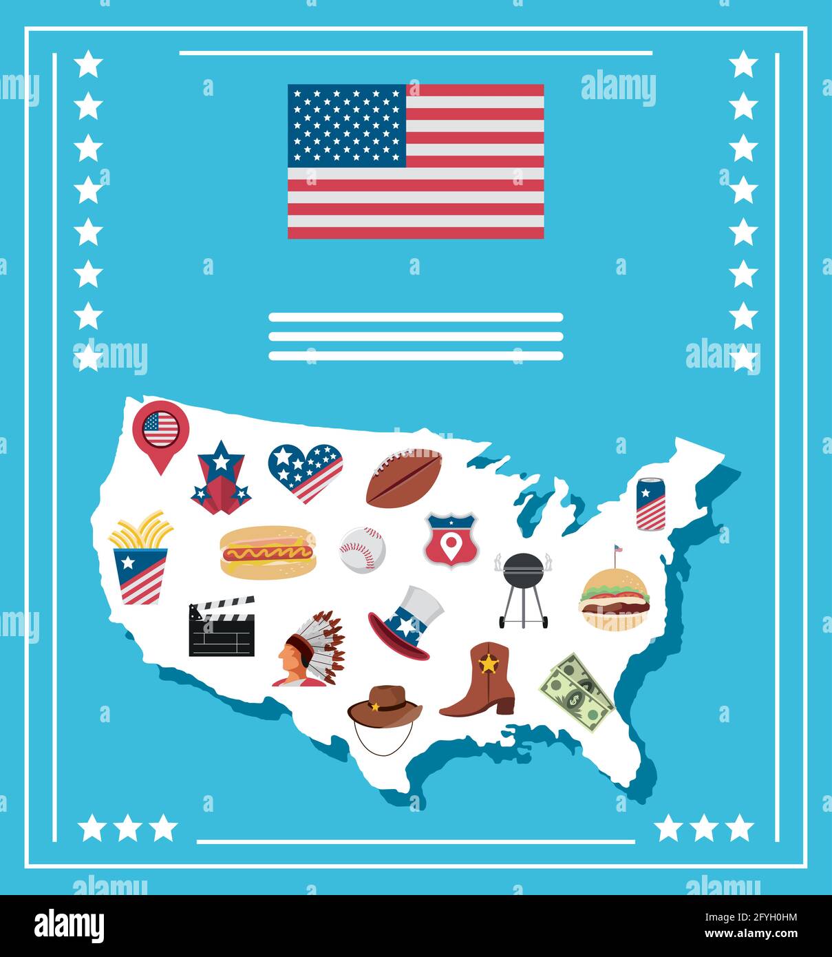 american map with culture icons Stock Vector Image & Art - Alamy