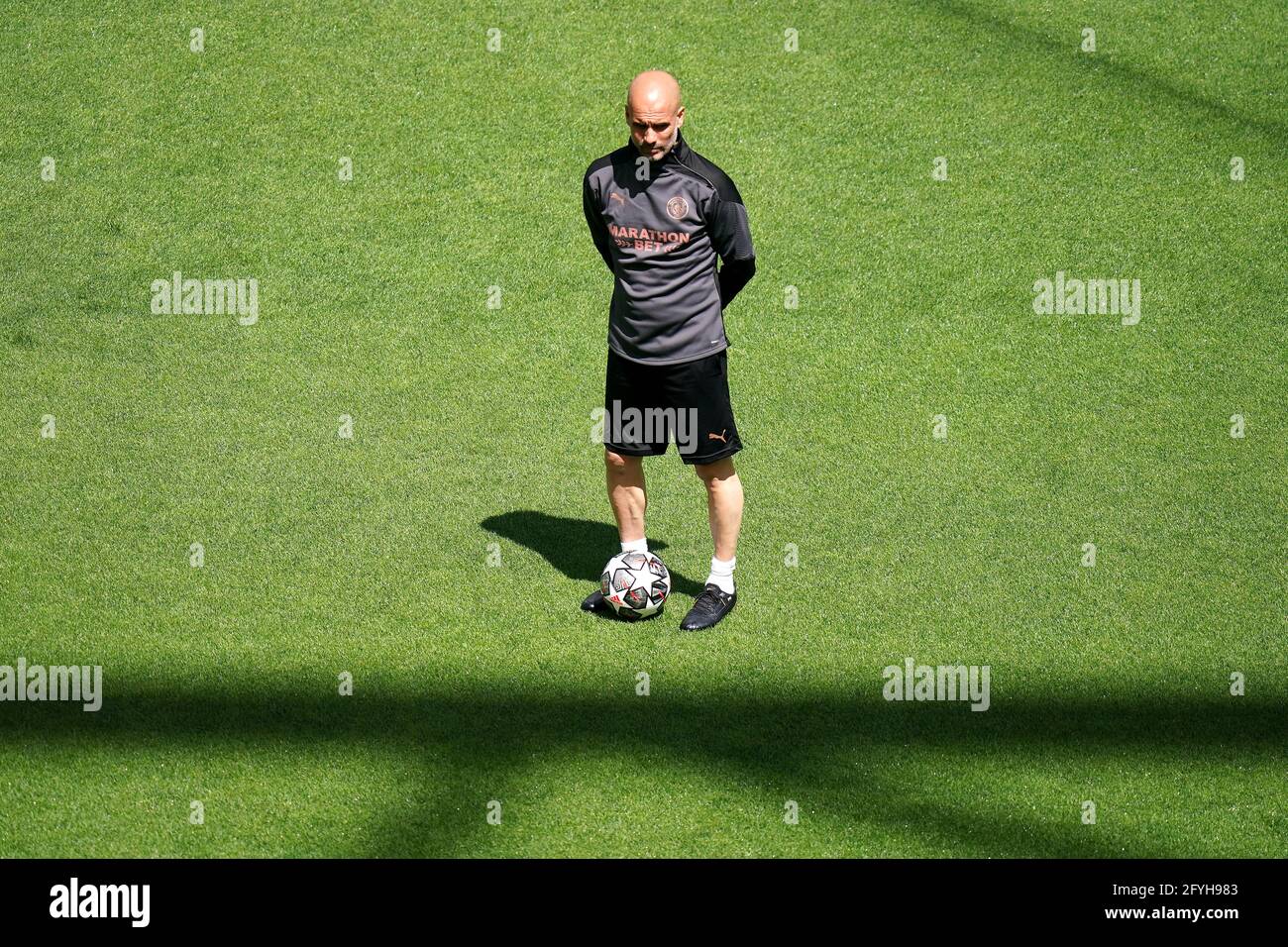 Manchester City manager Pep Guardiola during a training session before ...