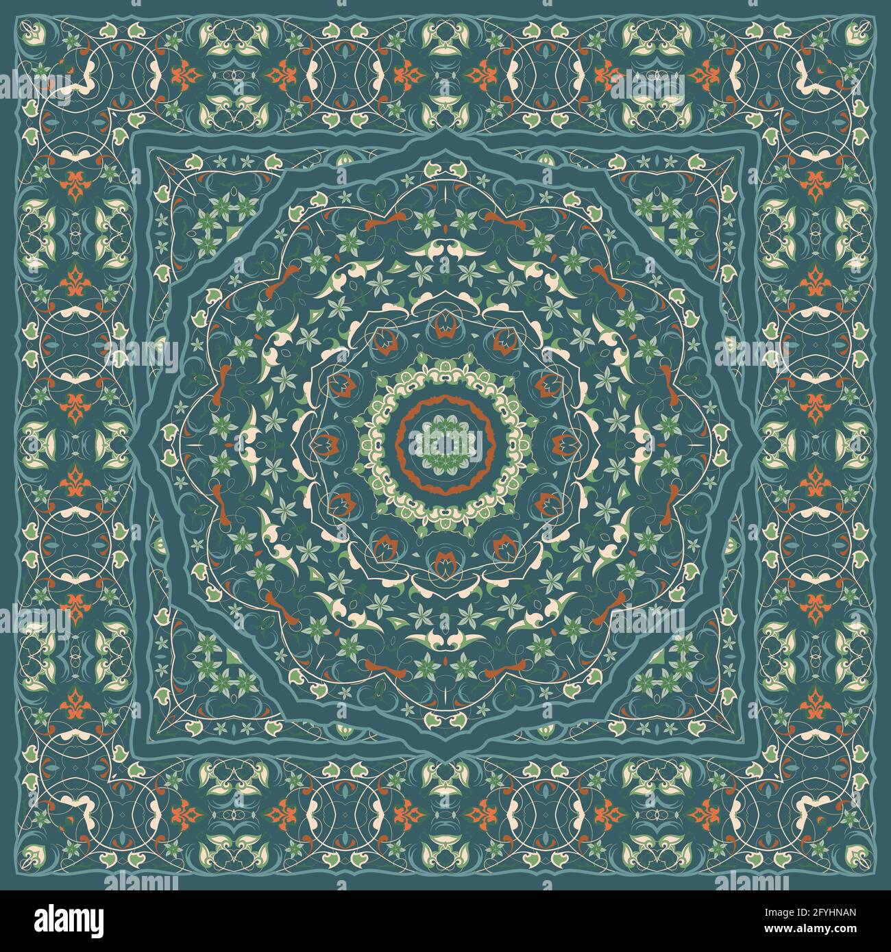 Ancient Arabic square pattern. Colored Persian ornament for fabric ...