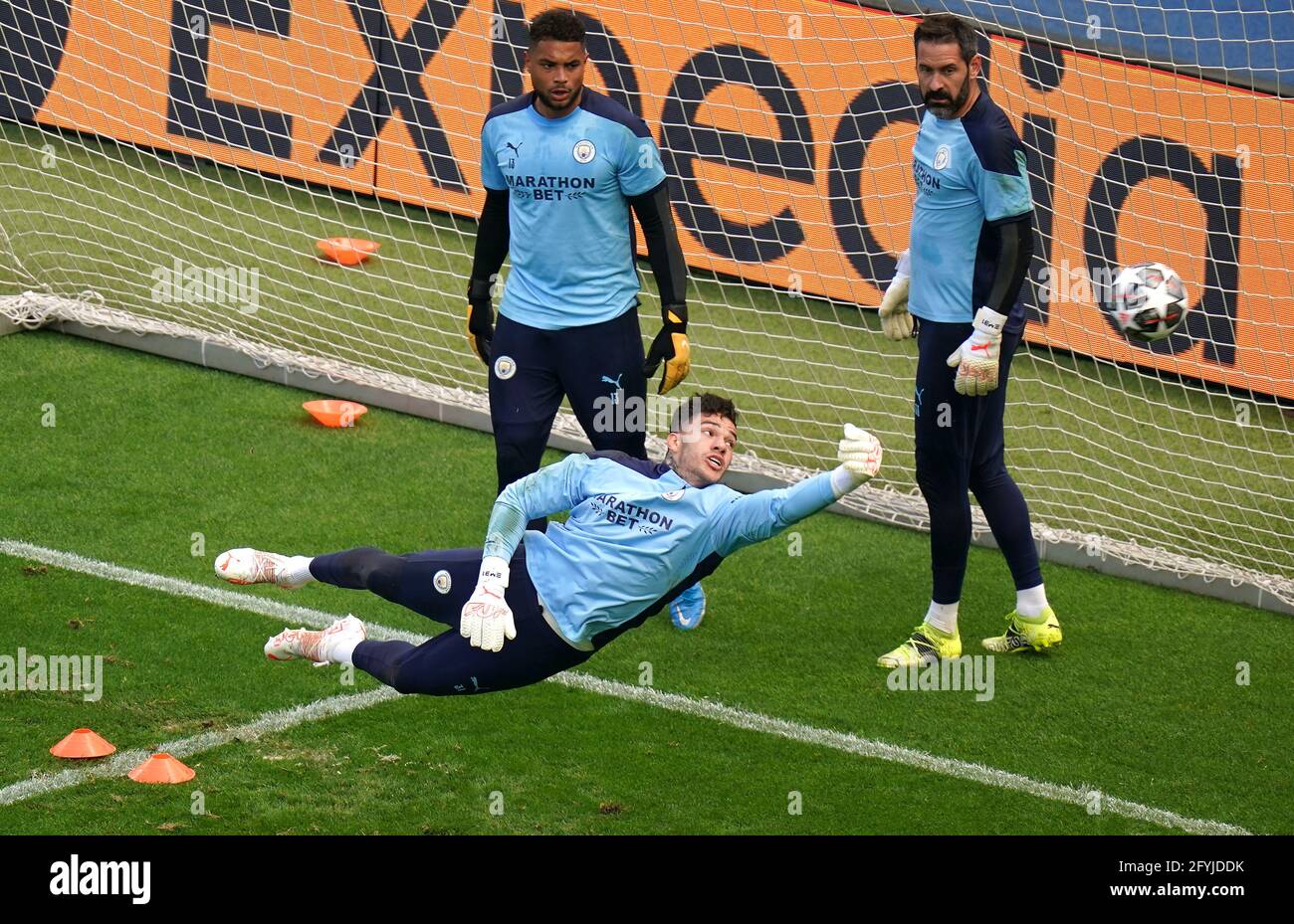 Manchester City goalkeeper Ederson during a training session before the ...