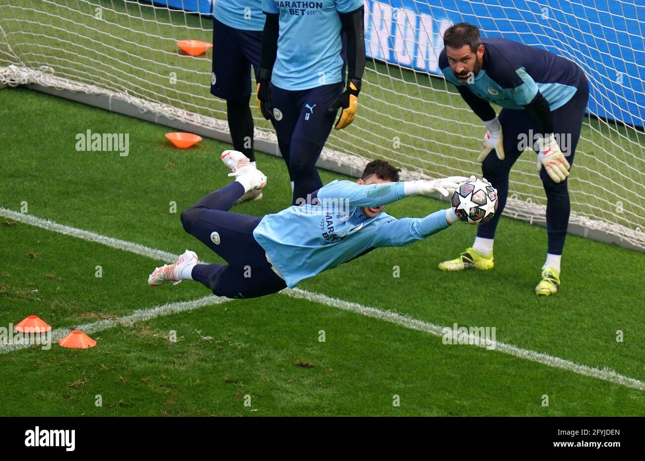 Manchester City goalkeeper Ederson during a training session before the ...