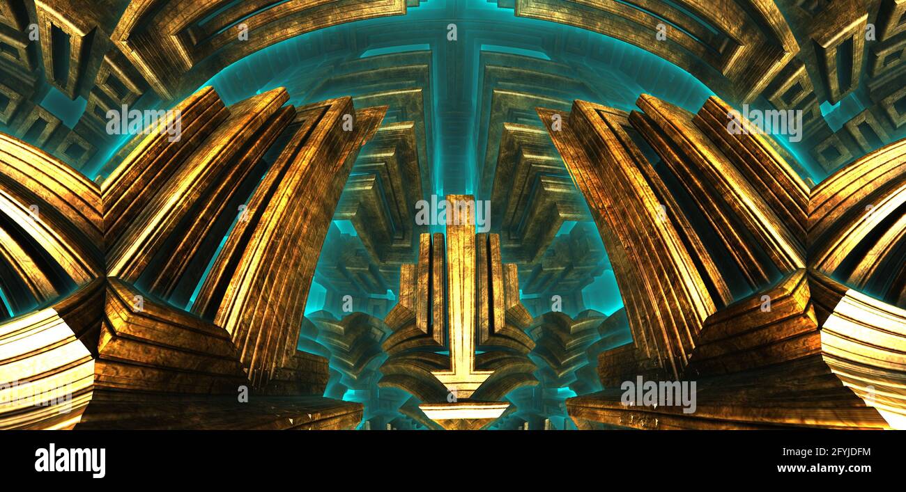 3D illustration of virtual scenery for creative design, art and ...