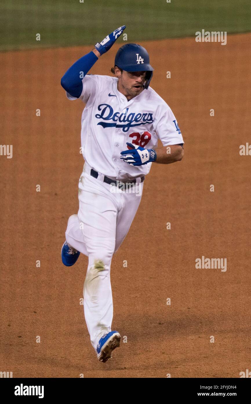 Los Angeles Dodgers center fielder DJ Peters (38) runs the bases after ...