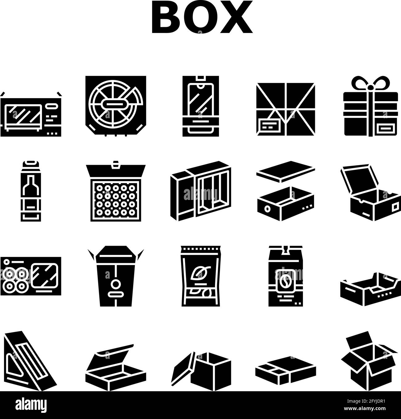 Box Carton Container Collection Icons Set Vector Stock Vector Image ...