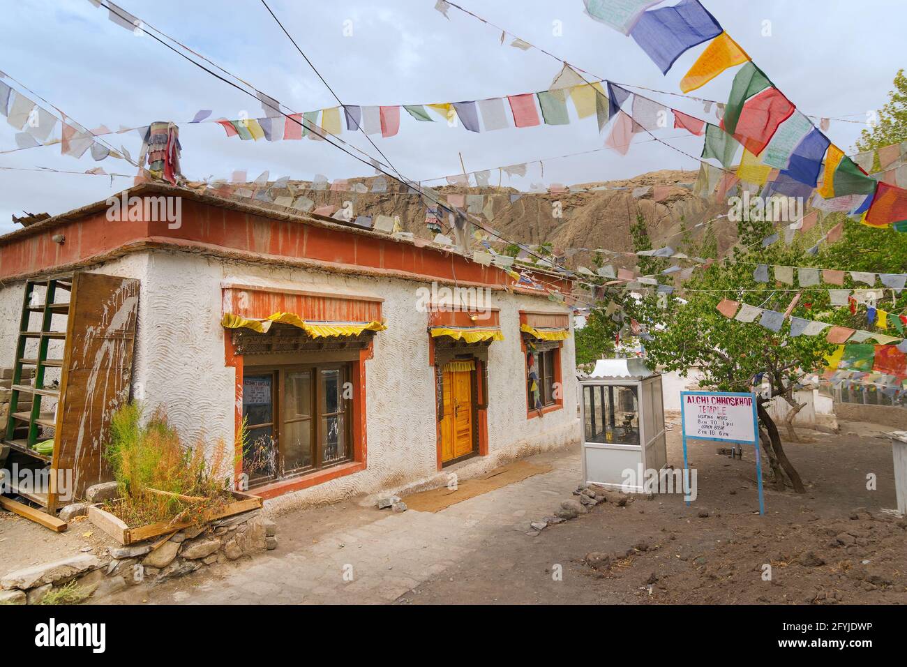 Alchi monastery with view of Himalayan mountians in background, Ladakh ...
