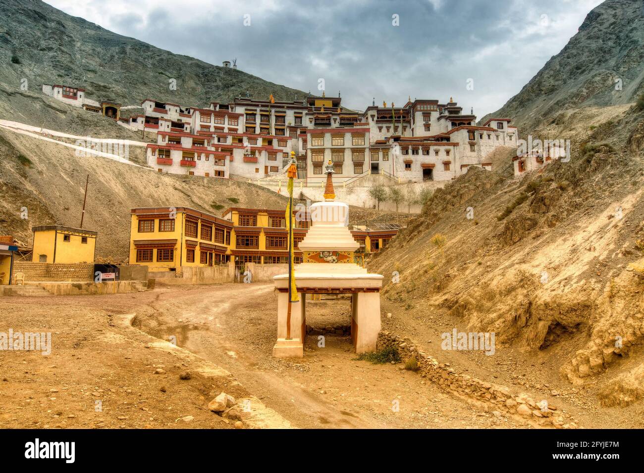 Beautiful Rizong monastery with view of Himalayan mountians - it is a ...