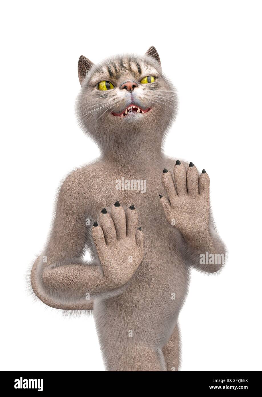 cat cartoon is dancing isolated in studio with white background, 3d ...